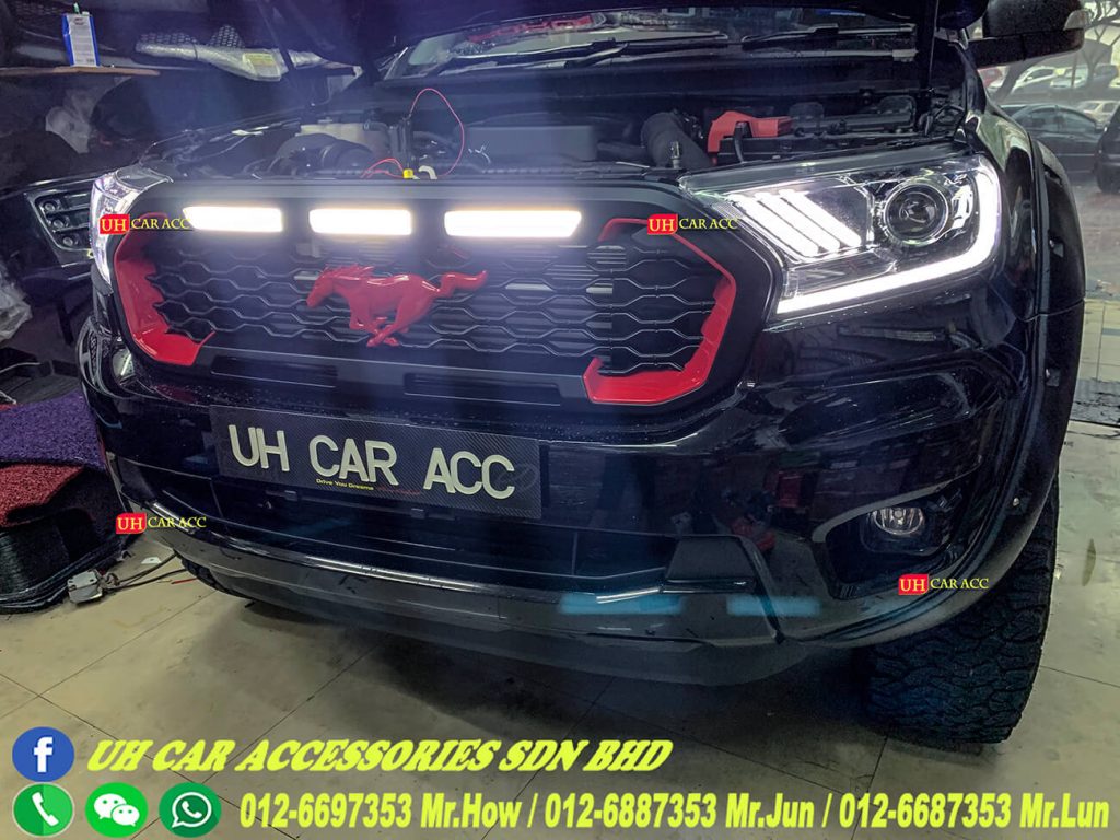 Ford Ranger T8 Mustang Front Grill With LED Daylight – UH Car